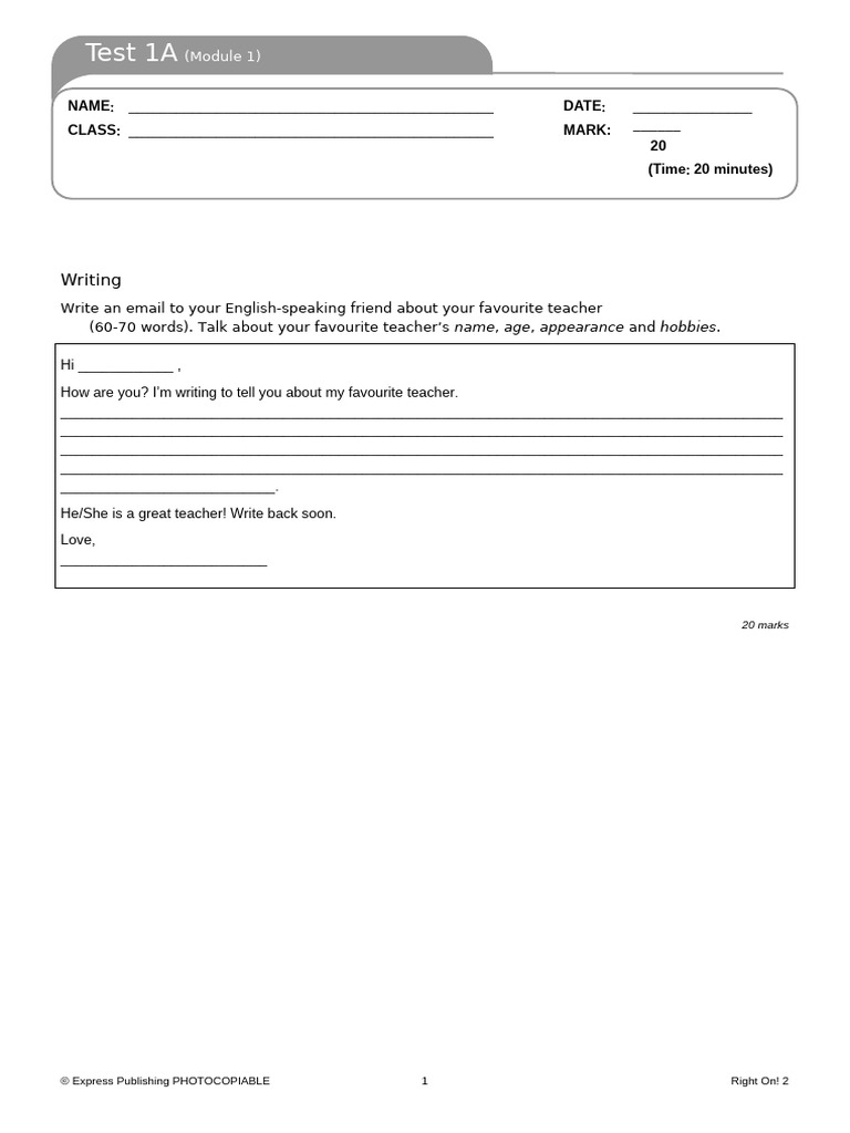 RO2 Writing 1A Mod 1 | PDF