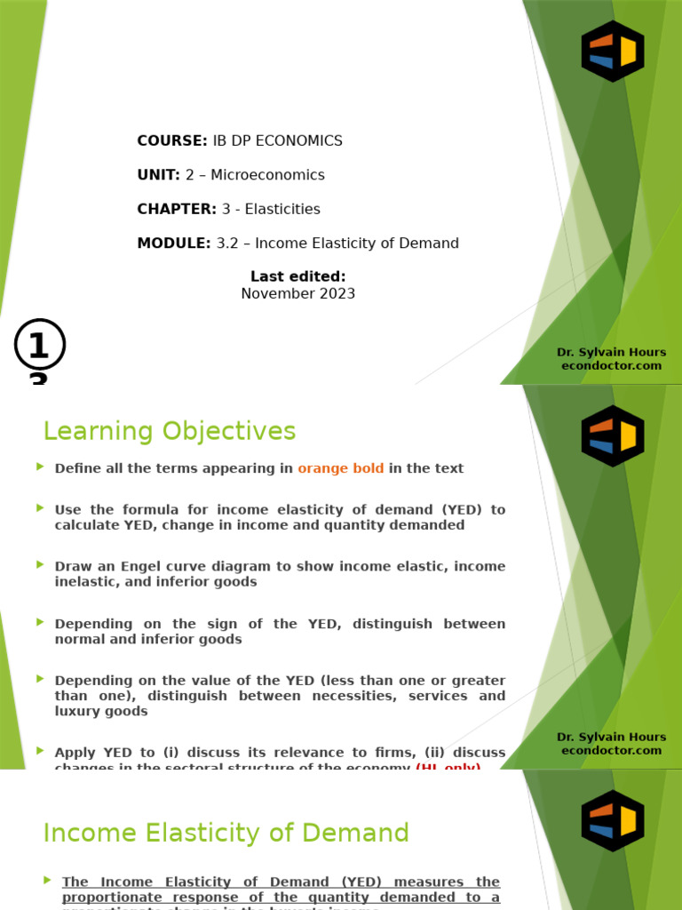 3.2 - Income Elasticity of Demand (S) | PDF | Price Elasticity Of ...