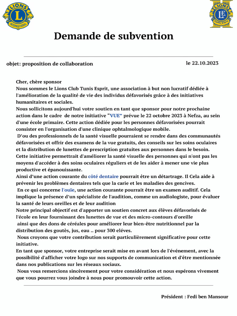 Demande Subvention Action Vue 2023 | PDF