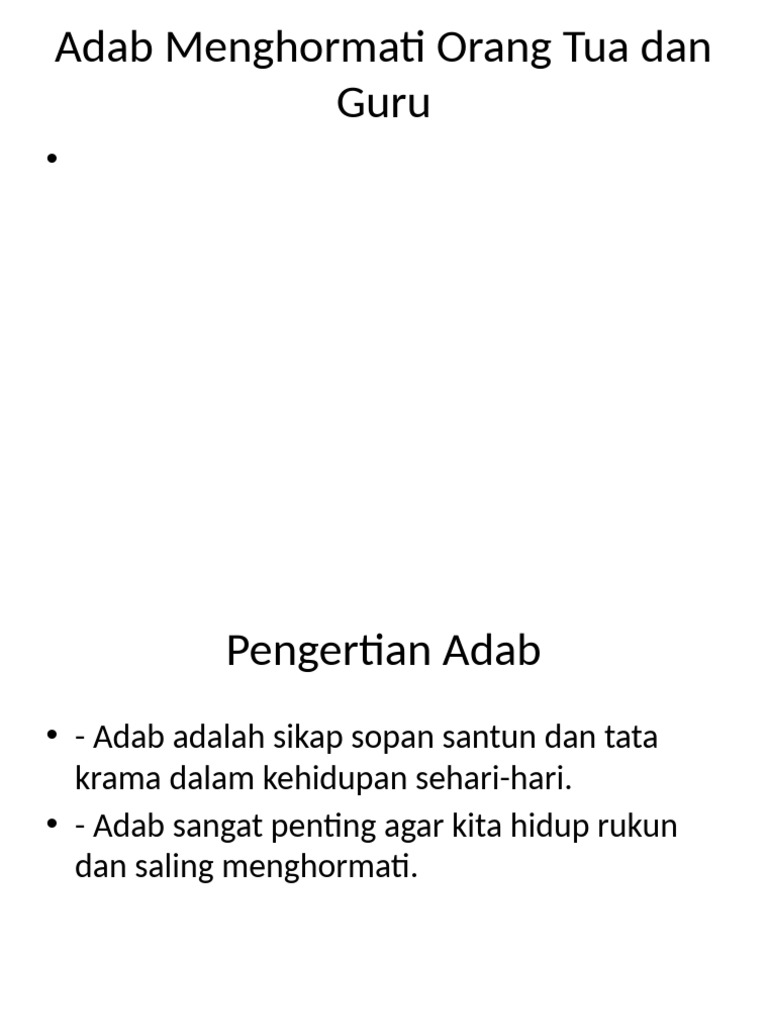 Adab Menghormati Orang Tua Dan Guru SD | PDF