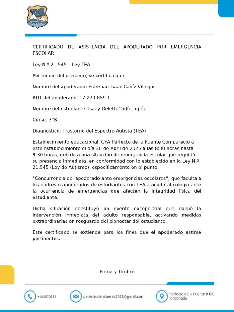 Certificado Apoderado Tea | PDF