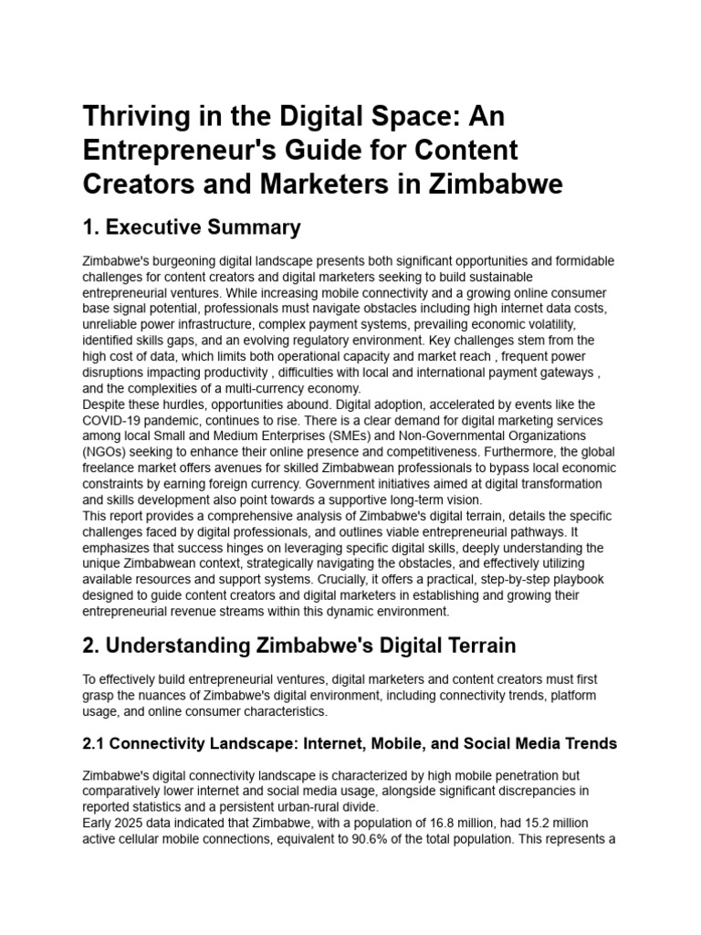 Digital Marketing Opportunities in Zimbabwe | PDF | Entrepreneurship ...