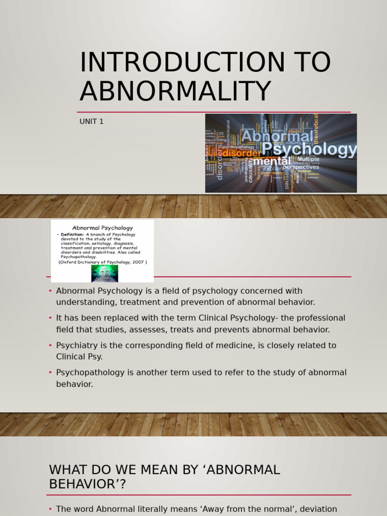 Introduction to Abnormality | PDF | Deviance (Sociology) | Psychology