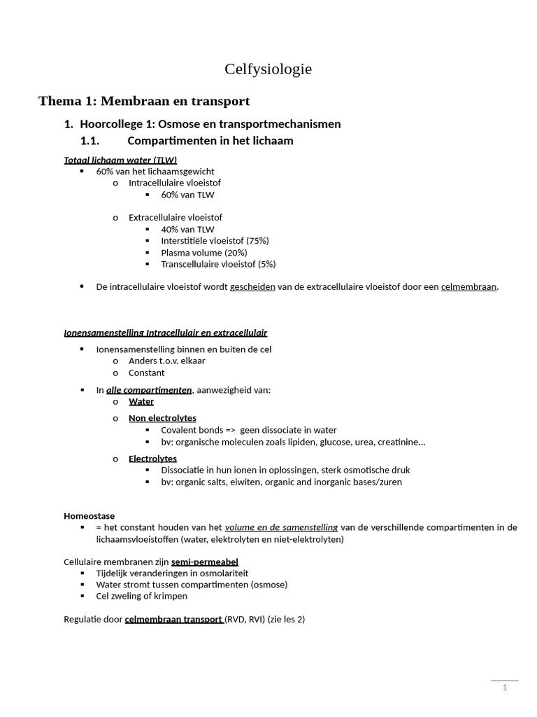 Thema 1 Membraan en Transport | PDF