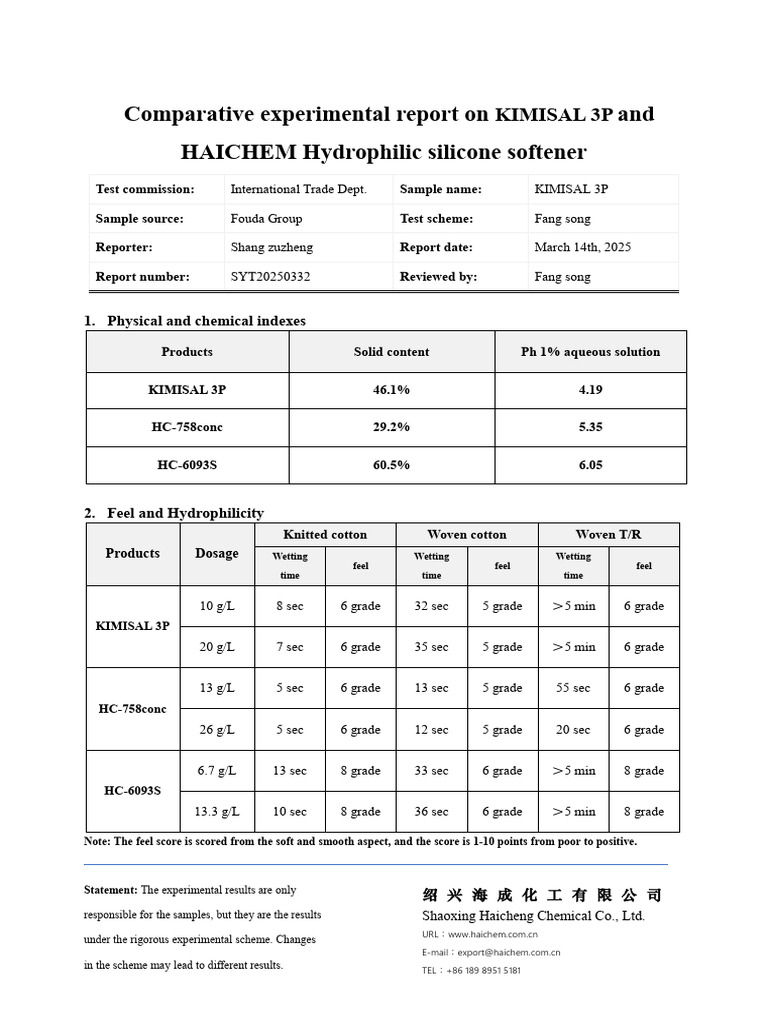 Comparative Experimental Report On KIMISAL3P | PDF | Physical Chemistry ...