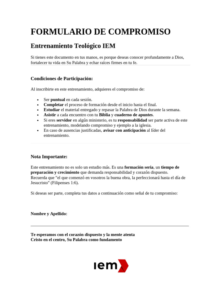 Formulario de Compromiso | PDF