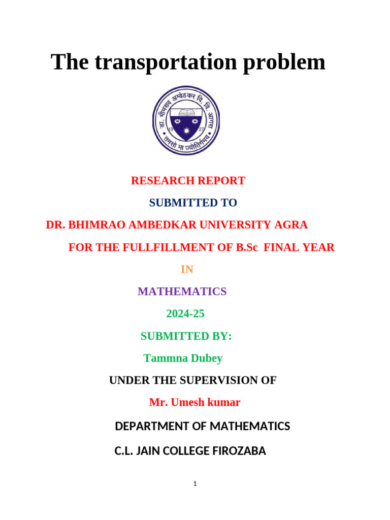 THE_TRANSPORTATION_PROBLEM | PDF | Mathematical Optimization | Demand