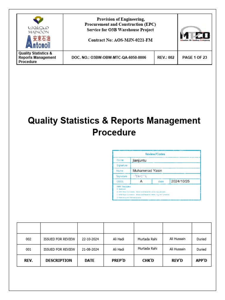 Quality Statistics & Reports Management | PDF | Quality Assurance | Quality Management