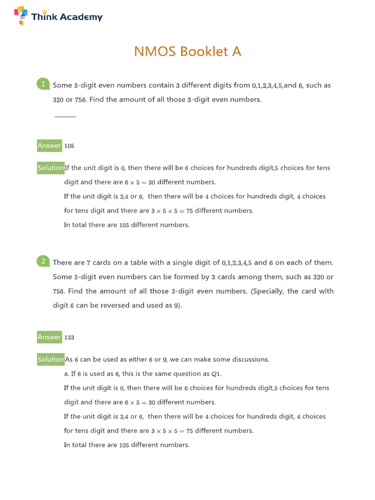 NMOS Booklet A (Solution Q1-Q50) | PDF
