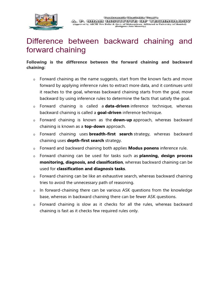Forward vs Backward Chaining Explained | PDF | Mathematics | Logic