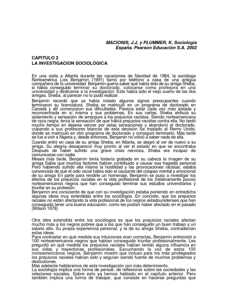 Sociologia - Cap 2 Macionis y Plummer (2002) | PDF | Empirismo | Sociología