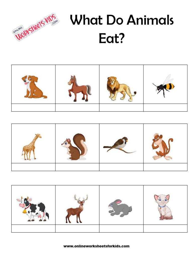 What Do Animals Eat Worksheet for Grade 1-3 | PDF