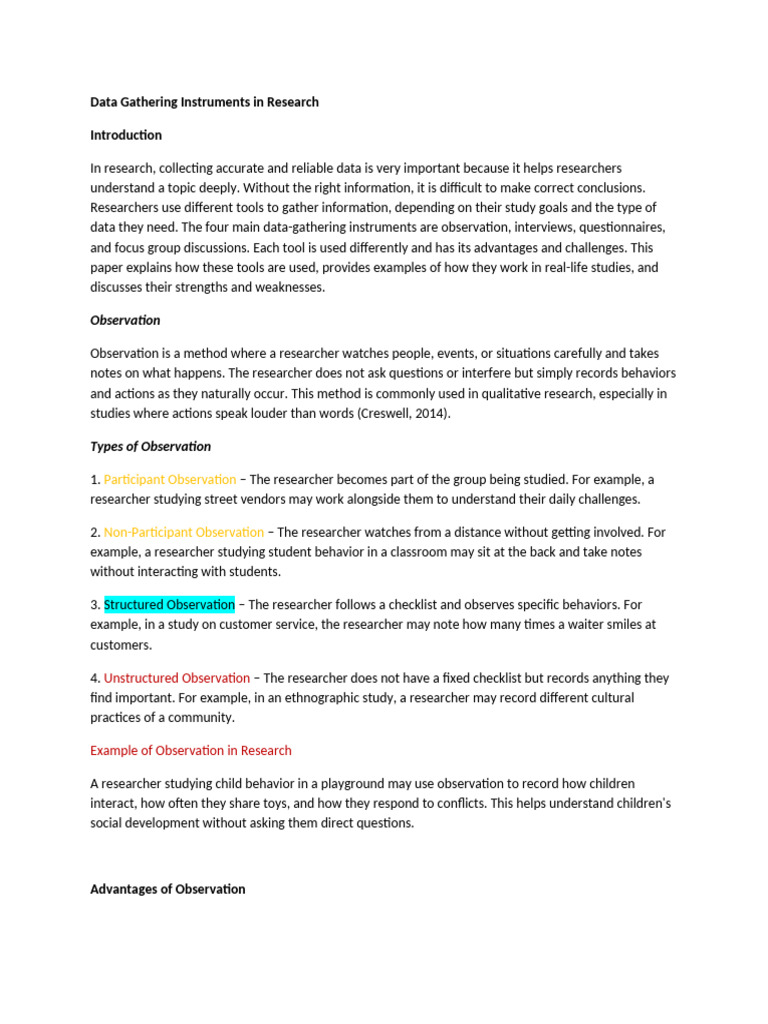 Data Gathering Instruments grp presentation WPS Office | PDF | Focus ...