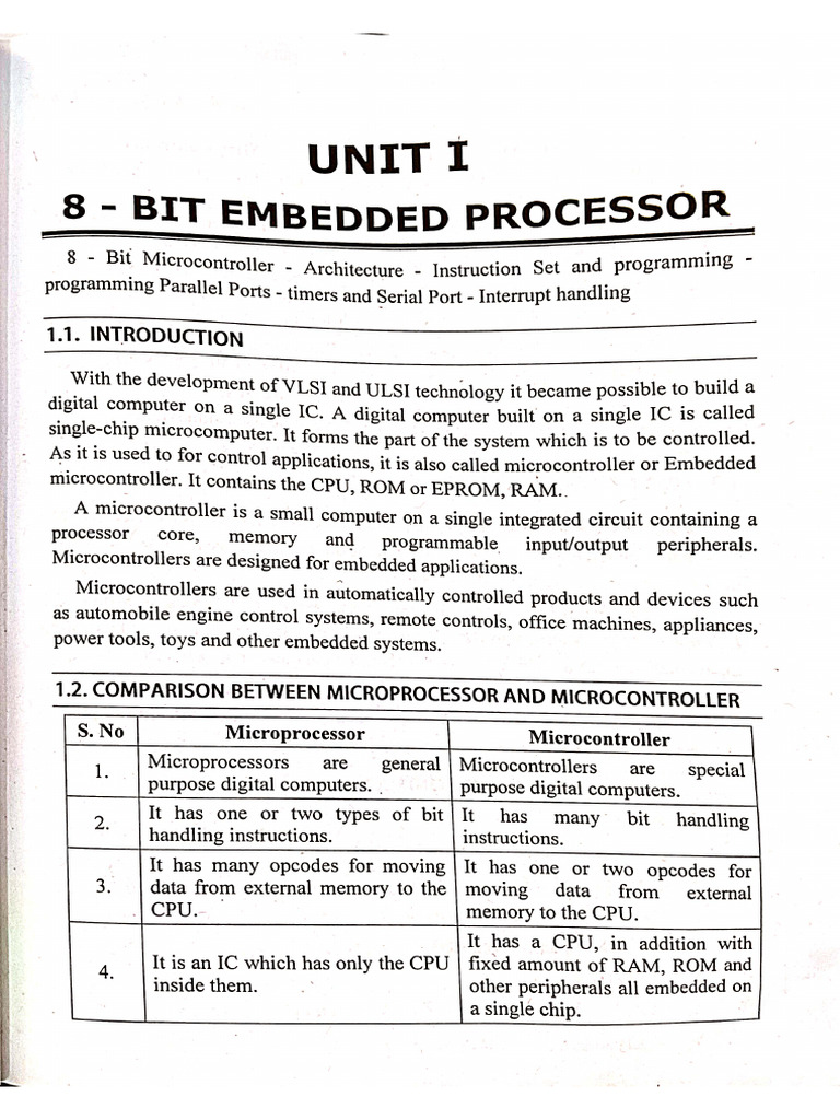 Embedded System & Iot Unit 1 Notes-1 | PDF