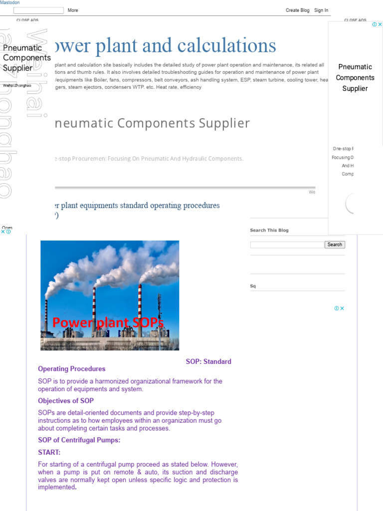 Power Plant SOPs for Equipment Operation | PDF | Pump | Power Station