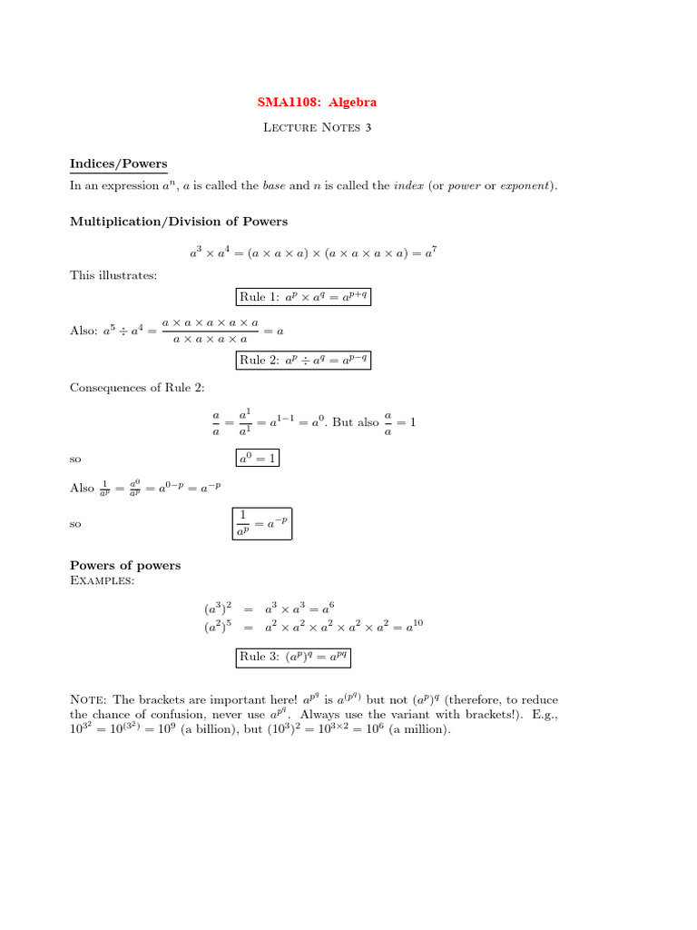 L3A--Surds, Indices & Logarithms | PDF | Square Root | Logarithm