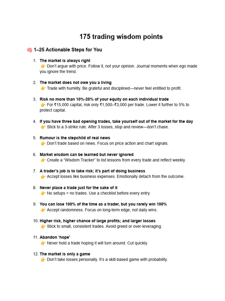 175 Trading Wisdom Points | PDF | Risk | Margin (Finance)