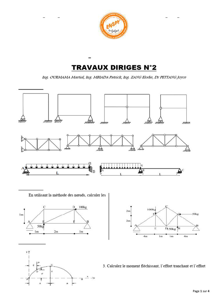 Fiche de TD2 RDM | PDF | Résistance des matériaux | Treillis (assemblage)