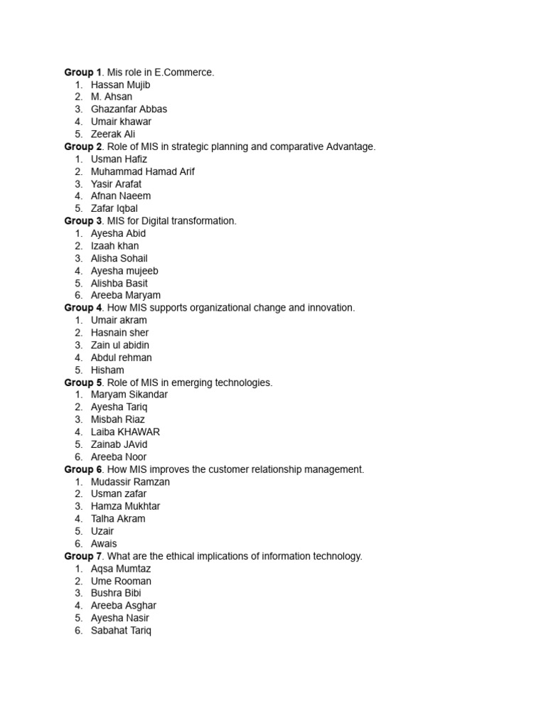 MIS Presentation Topics - 1 | PDF