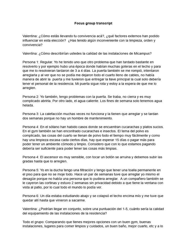 Focus Group Transcript | PDF | Hotel