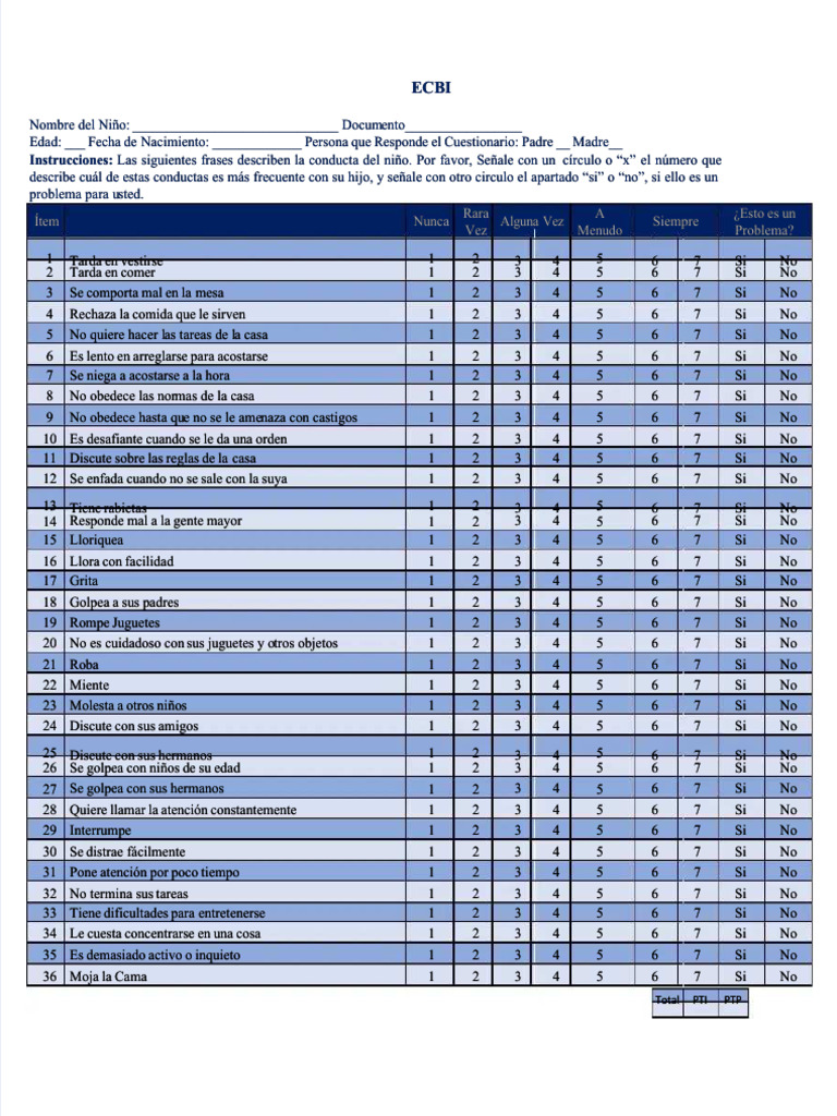 Eyberg Niños | PDF | Ciencias del comportamiento