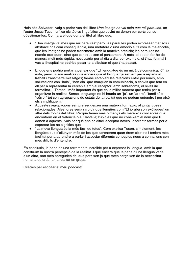 Una Imatge No Val Més Que Mil Paraules | PDF