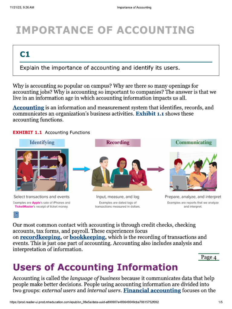 C1 Importance of Accounting | PDF