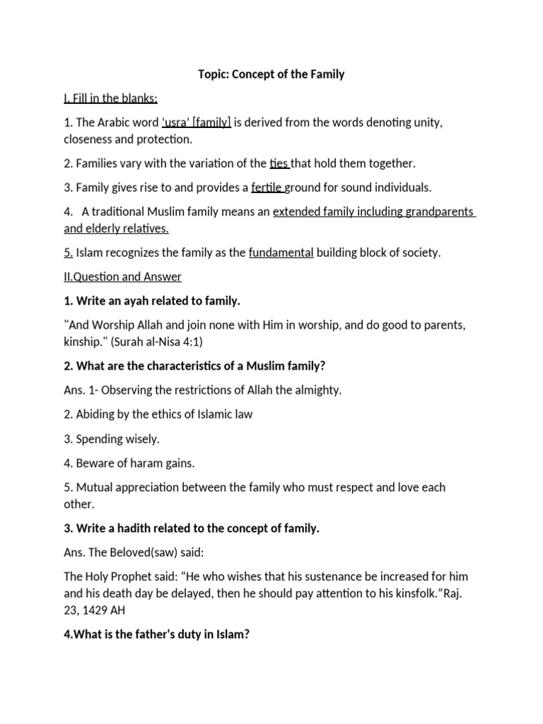 Concept of the Family Notes | PDF