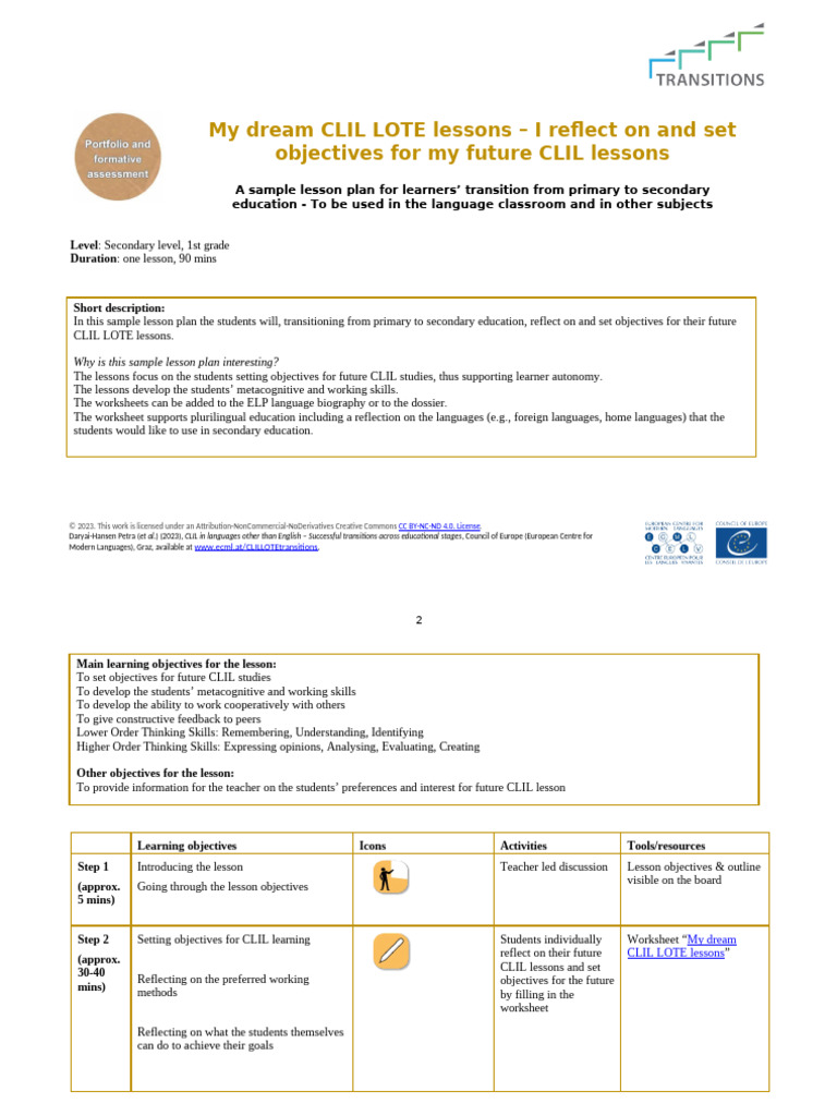 My Dream CLIL LOTE Lessons - I Reflect On and Set Objectives For My ...
