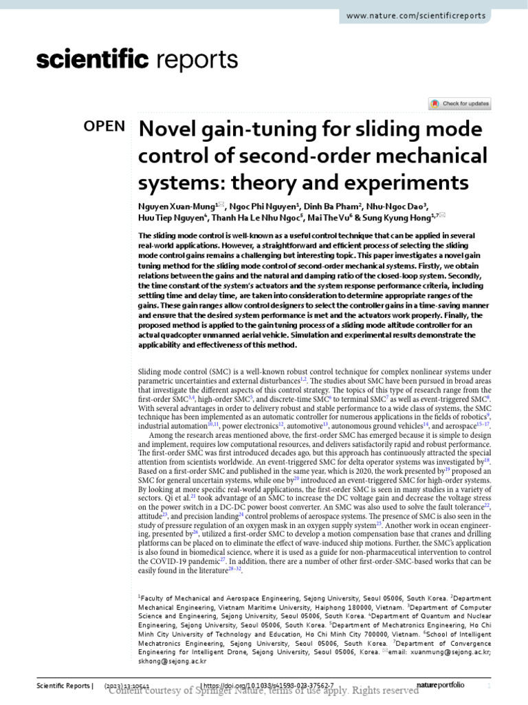 Novel Gain-Tuning For Sliding Mode Control of Seco | PDF | Engineering | Control Theory