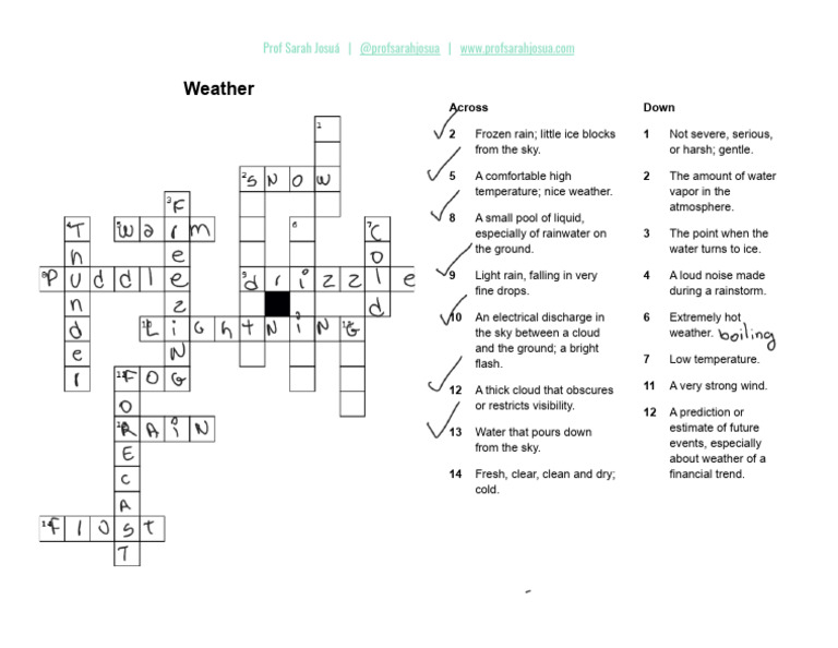 Practice Book 2, Unit 13 (Weather) Crossword - 211107 - 062425 | PDF