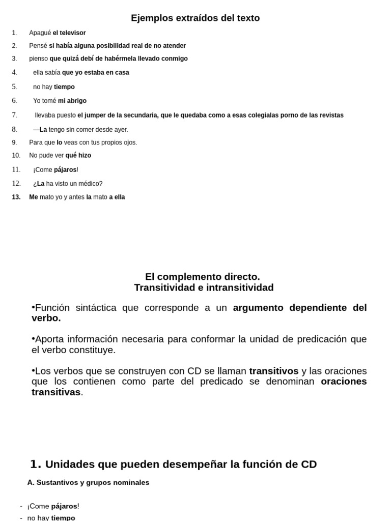 El Complemento Directo | PDF | Pronombre | Objeto (gramática)