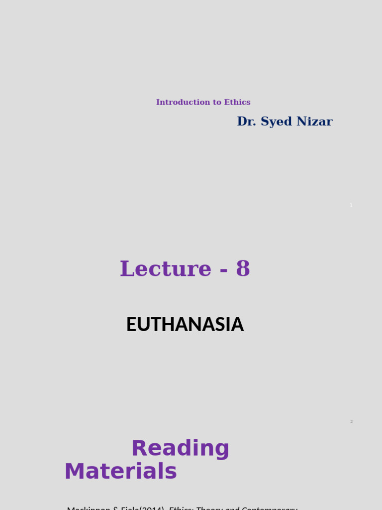 Understanding Non-Voluntary Euthanasia | PDF