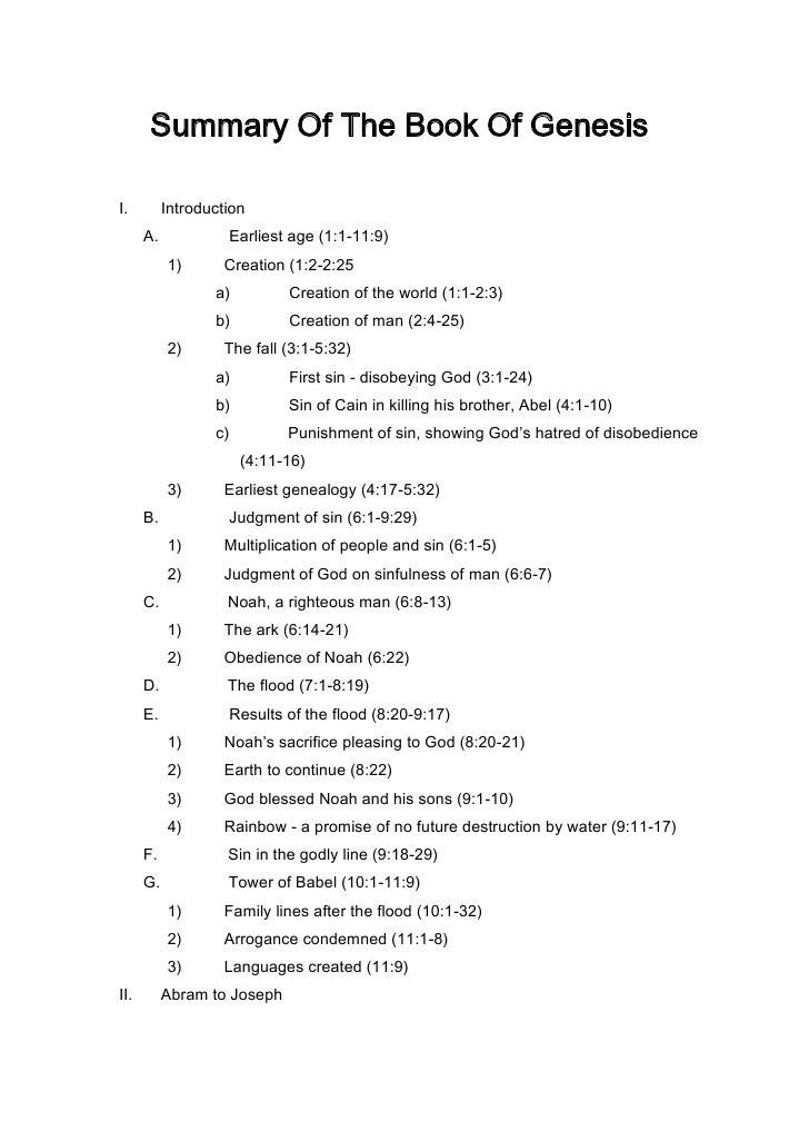 Summary of The Book of Genesis | PDF | Abraham | Jacob