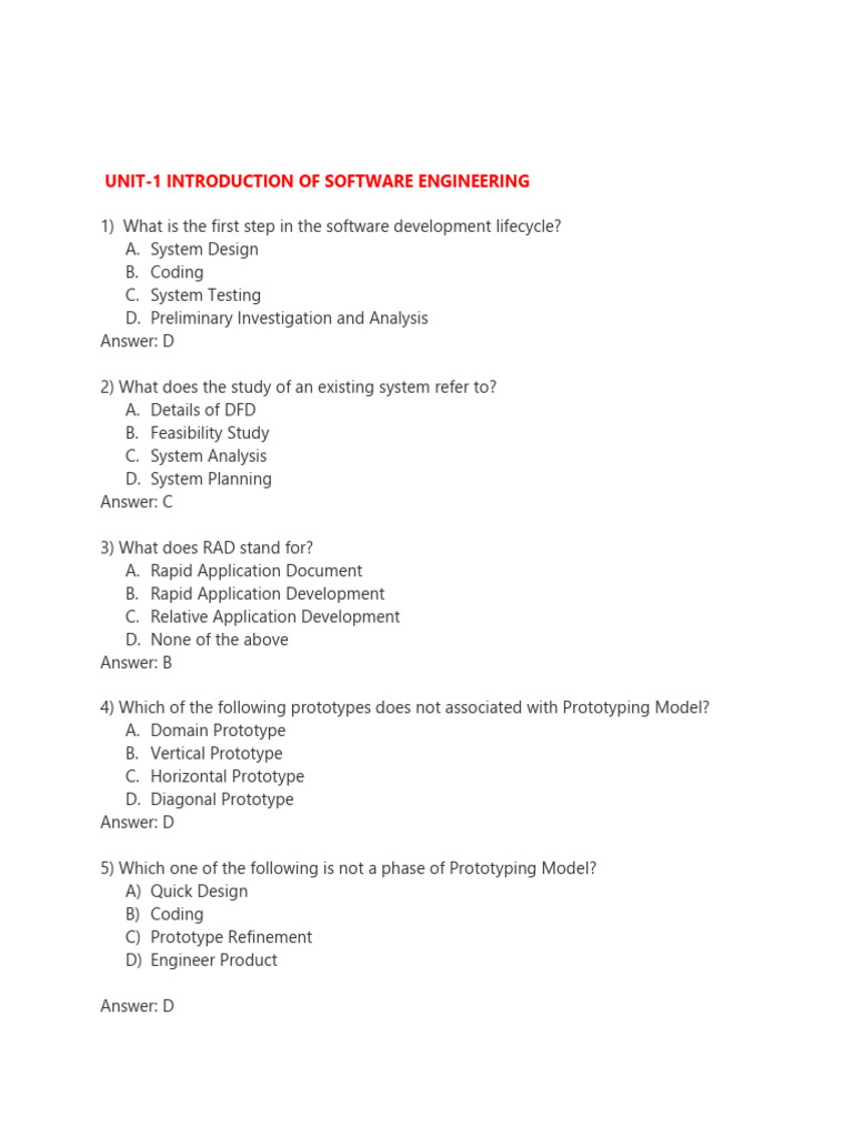 Software Engineering MCQ Questions Guide | PDF | Software Testing ...