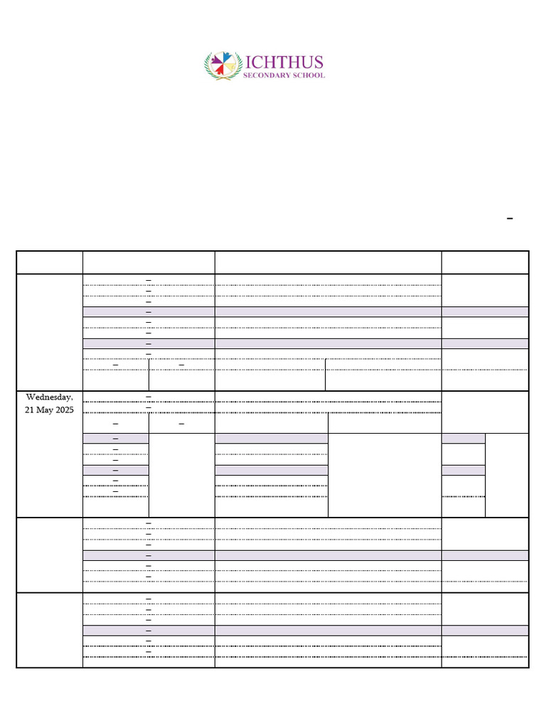G9 SA2 Schedule - Student's | PDF