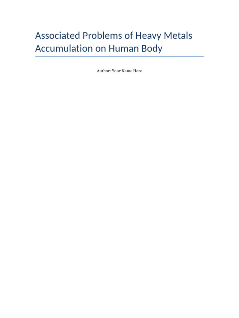 Heavy Metals Accumulation Problems | PDF | Arsenic | Lead