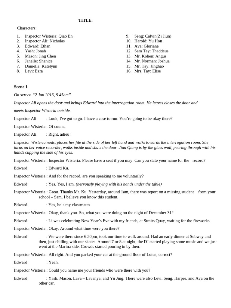 "Interrogation Drama: Missing Student Case" | PDF