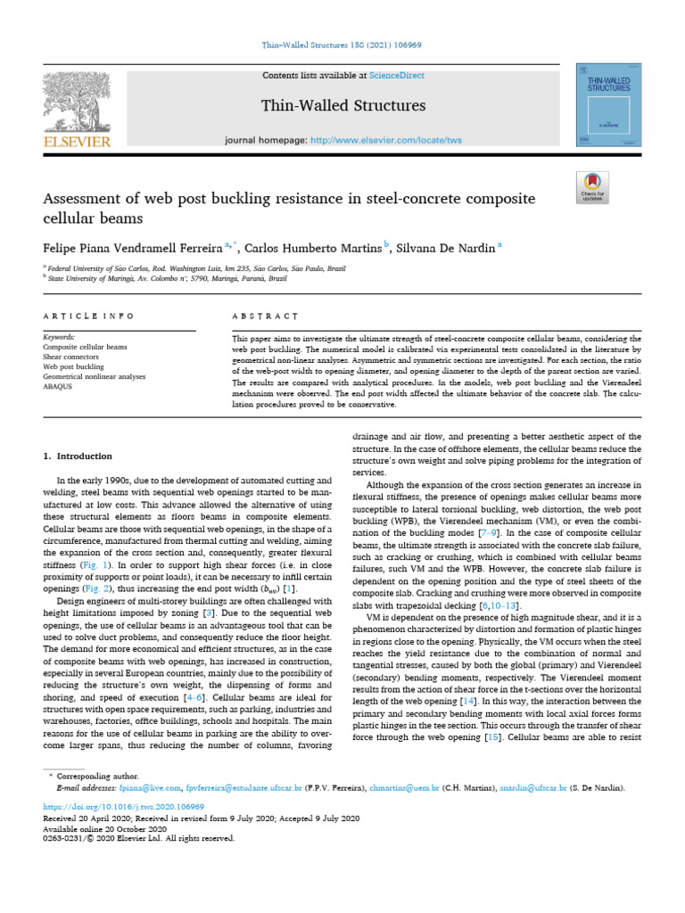 4 Assessment of Web Post Buckling Resistance in Steel-Concrete ...