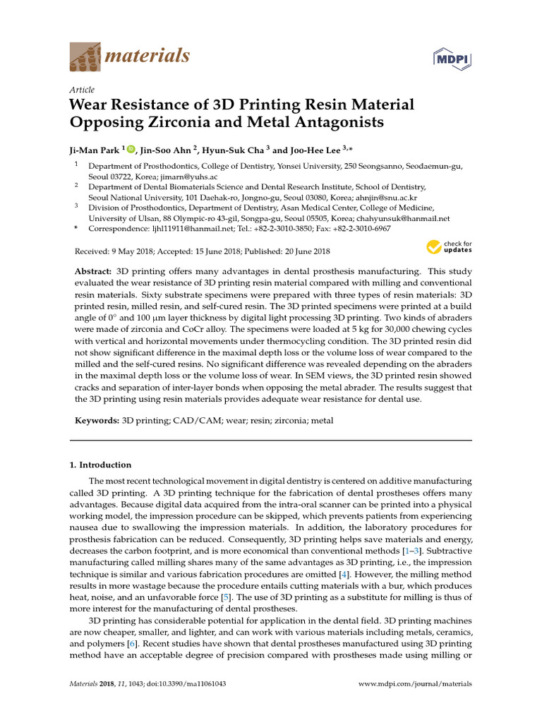 36 Wear Resistance of 3D Printing Resin Material Opposing Zirconia and ...