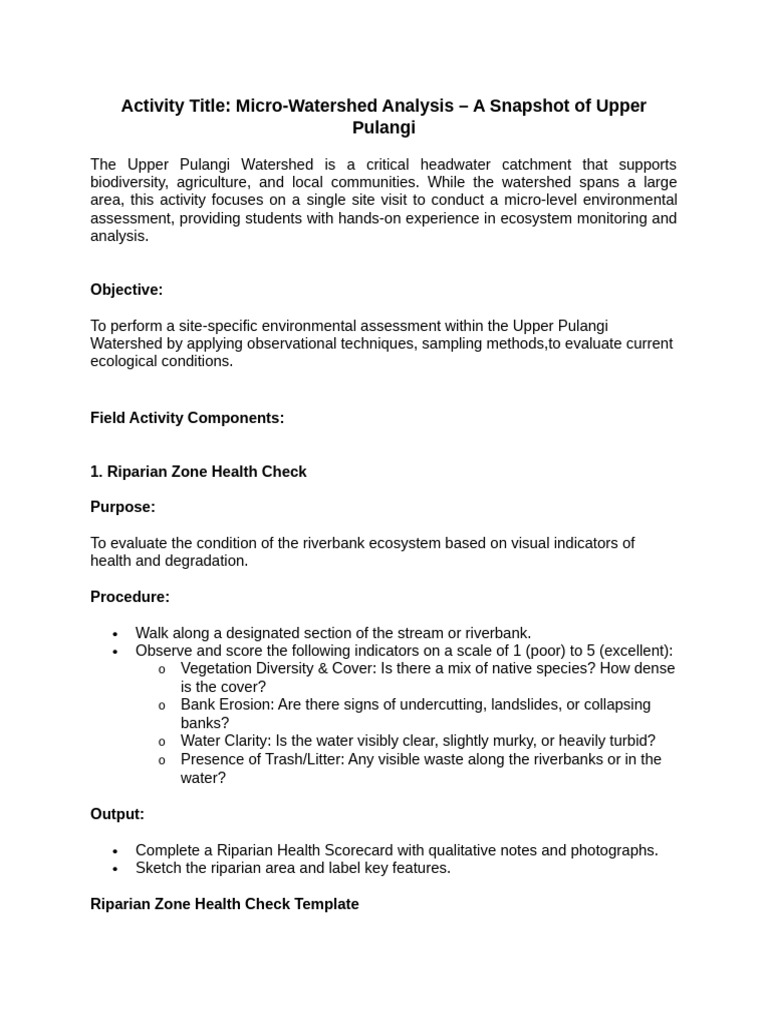 Upper Pulangi Watershed Assessment | PDF | Riparian Zone | Erosion