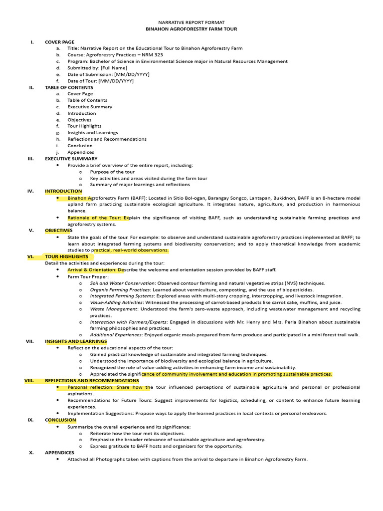 Narrative Report Format Farm Tour Final | PDF | Agriculture ...