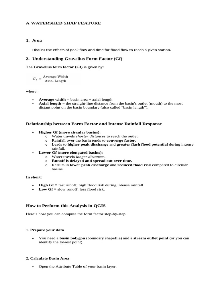 Calculation For Some Watershed Shape and Relief Features | PDF ...