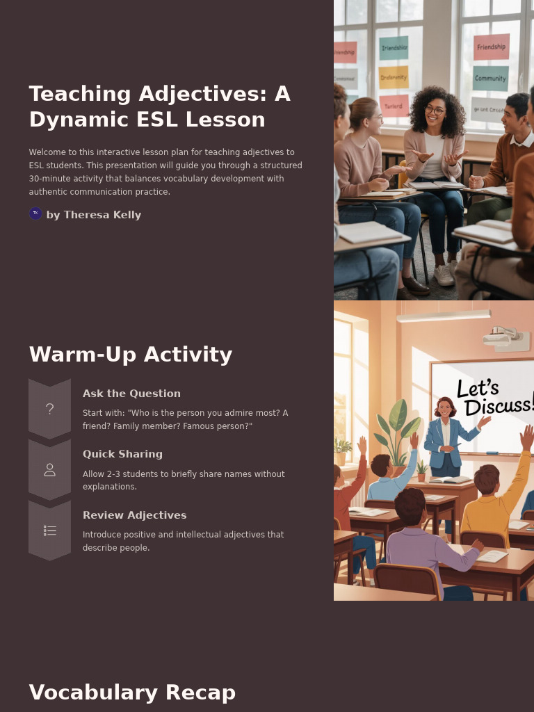 ESL Adjectives Lesson Plan | PDF