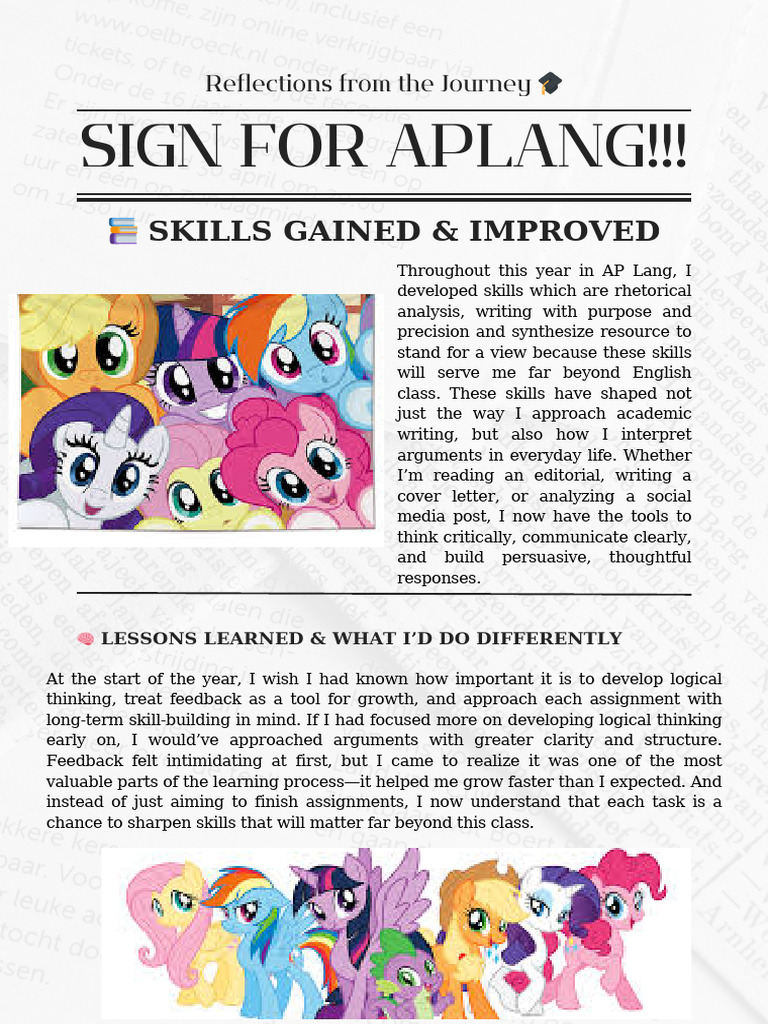 AP Lang Skills Reflection Poster | PDF