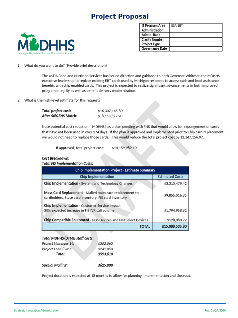 Michigan EBT Chip Card Implementation Plan | PDF | Emv | Smart Card