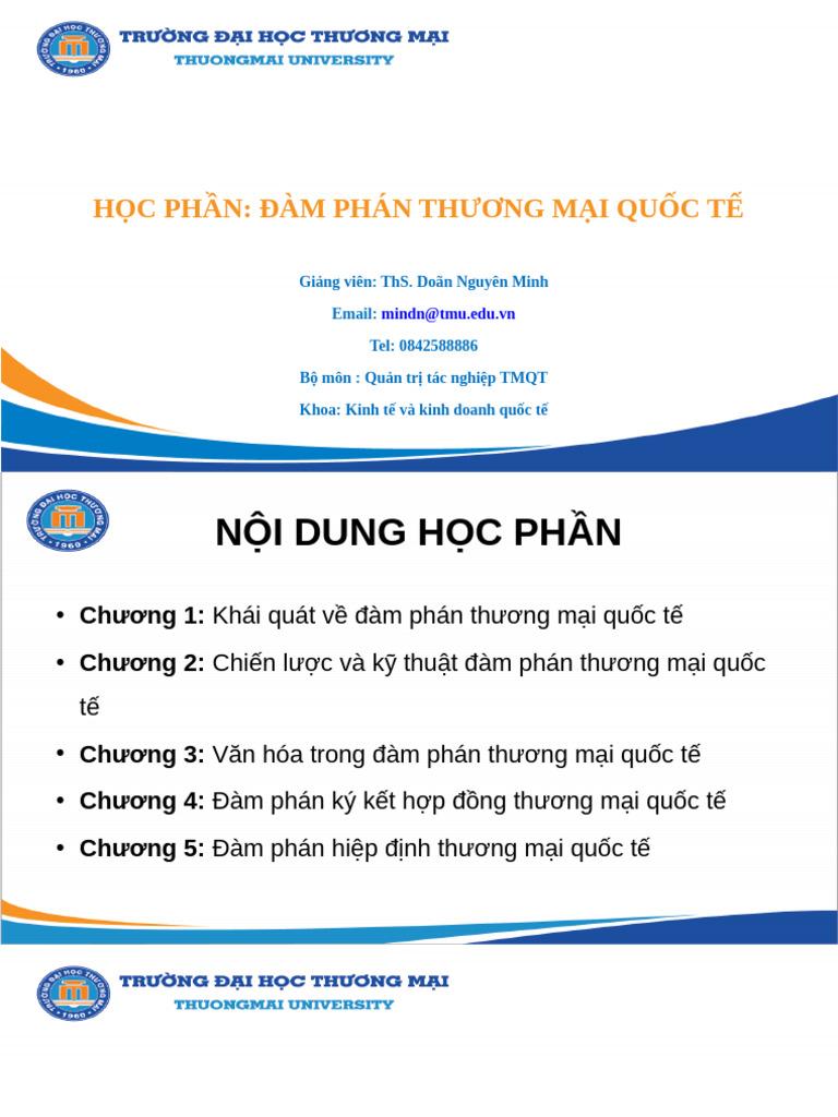 Chương 1 - Khái quát về đàm phán TMQT | PDF