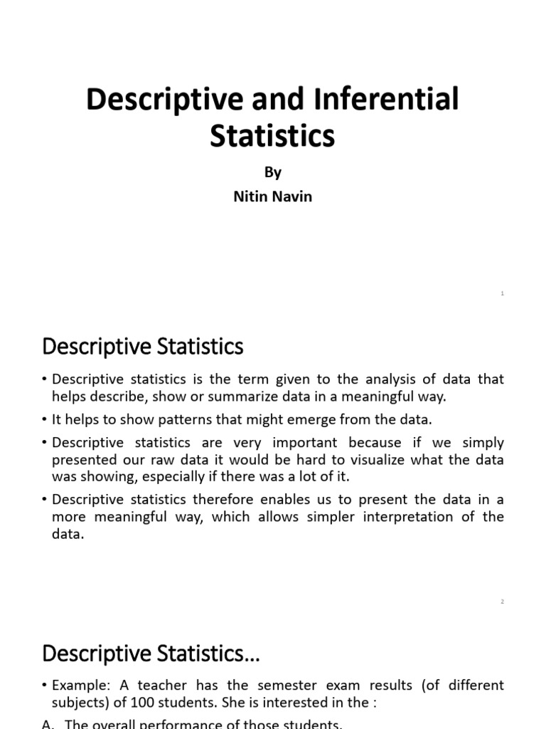 Descriptive vs Inferential Statistics Guide | PDF | Statistics ...