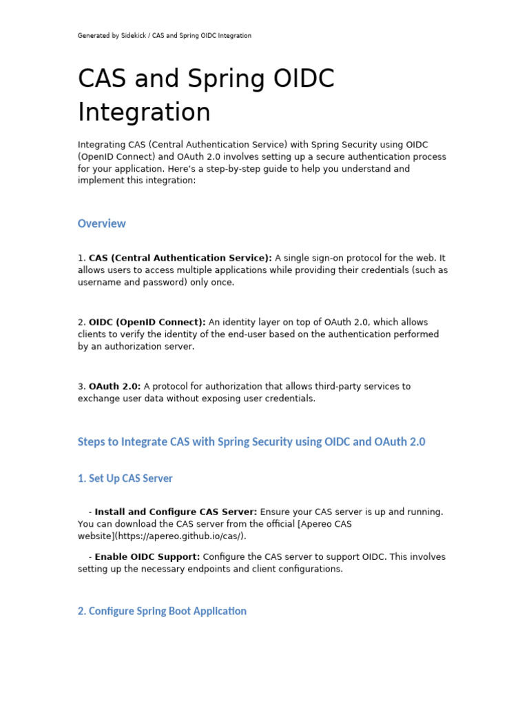 CAS and Spring OIDC Integration - 05092025 | PDF | Internet Protocols | Computing