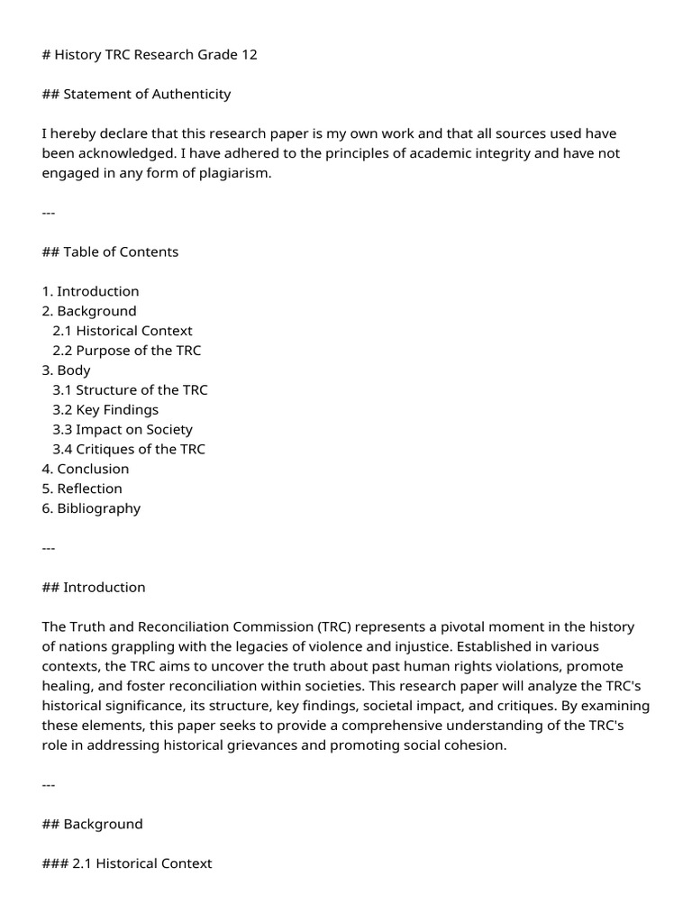 # History TRC Resear | PDF | Human Rights | Justice